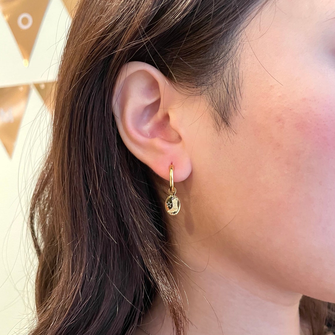 Forever Cowboy Dainty Double-sided Mini Hoop Earrings - Etsy