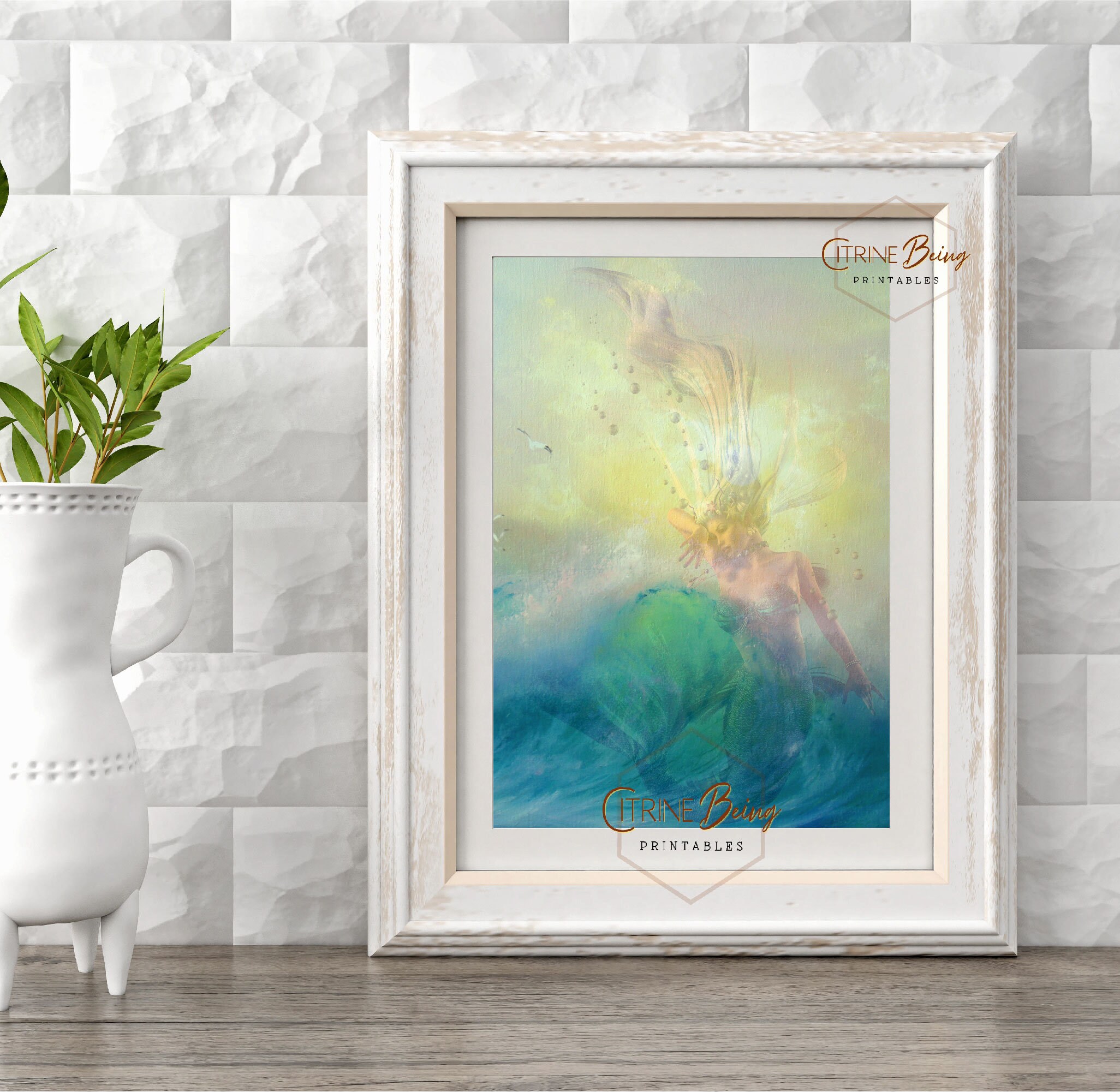 PRINTABLE Wall Art, MERMAID MIRAGE Print for Shore House, Beach House ...