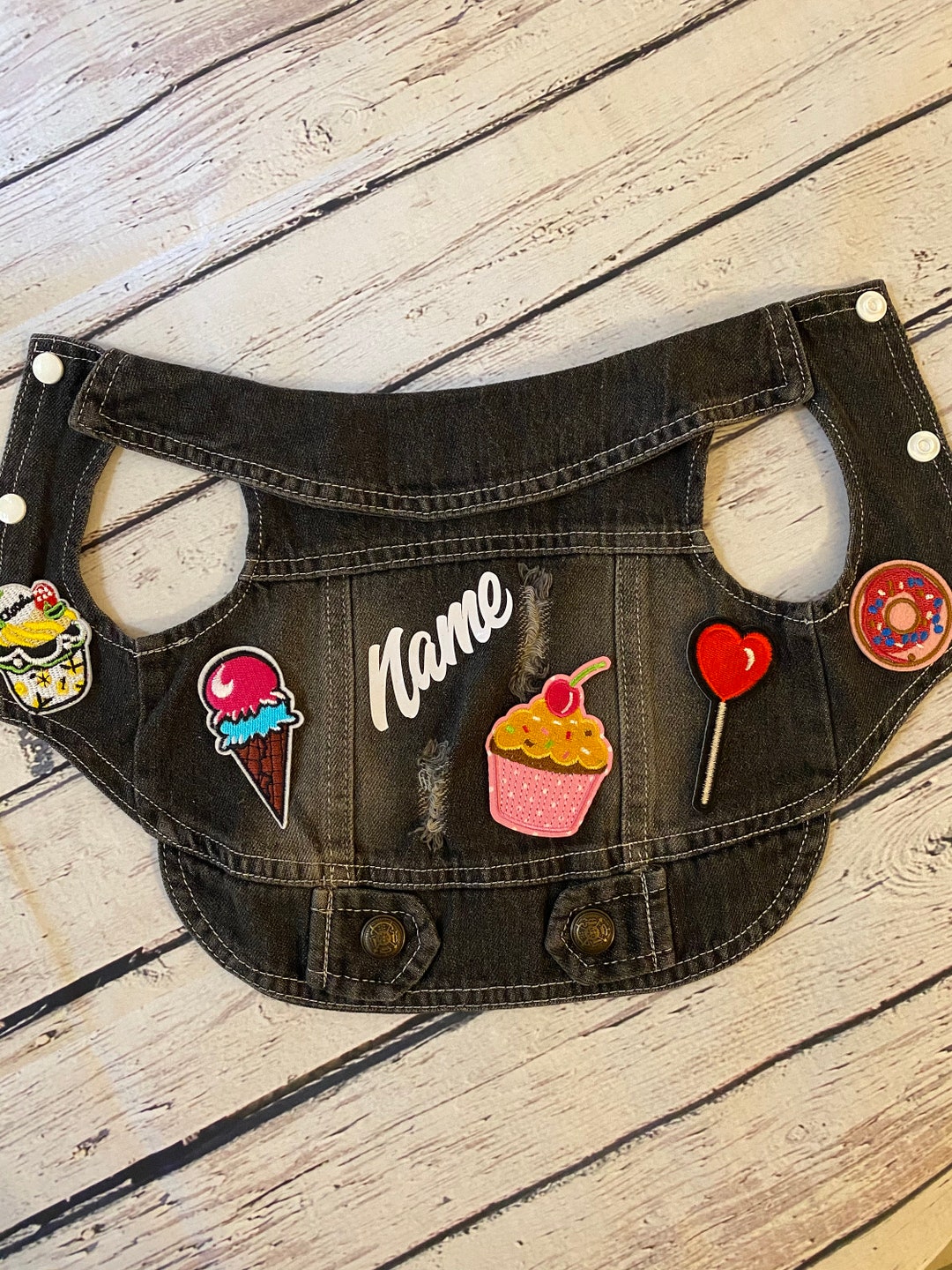 Denim Dog Vest/ Denim Dog Vest With Patches / Denim Dog Jacket / Small ...