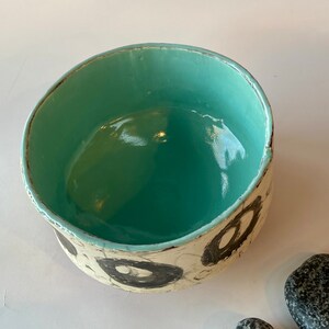 Red Clay Serving Bowl With Hand-painted Black Ring Design, Decorative ...
