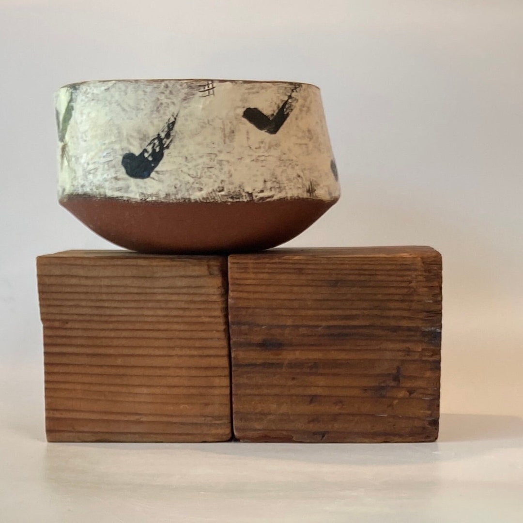 Handmade Red Clay Bowl: Rustic Modern Brushwork Decorative Piece - Etsy