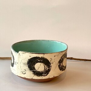 Red Clay Serving Bowl With Hand-painted Black Ring Design, Decorative ...
