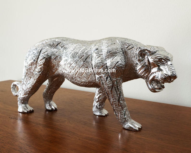 Tiger Statue Metal 10 Lbs Decor completely Handcarved - Etsy
