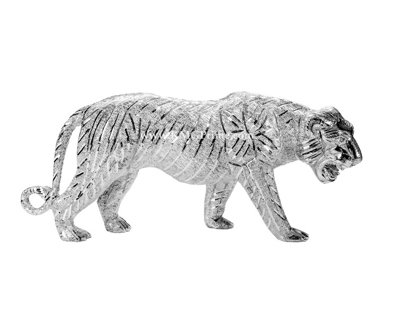 Tiger Statue Metal 10 Lbs Decor completely Handcarved - Etsy