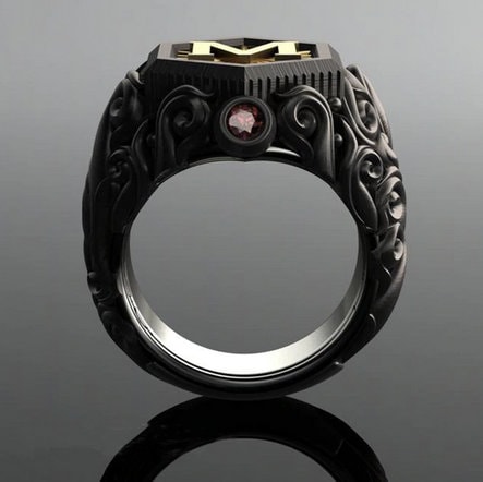 Classic Fashion Bohemian Black M Letter Stainless Steel Rings for Men ...