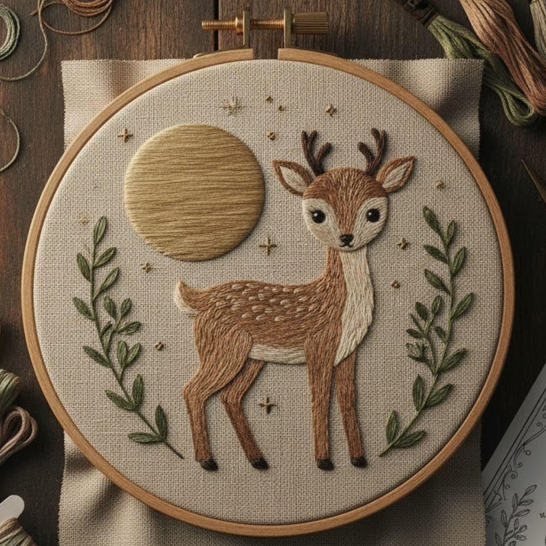 Woodland Deer Embroidery Pattern, Hand Embroidery Forest Animal Hoop ...