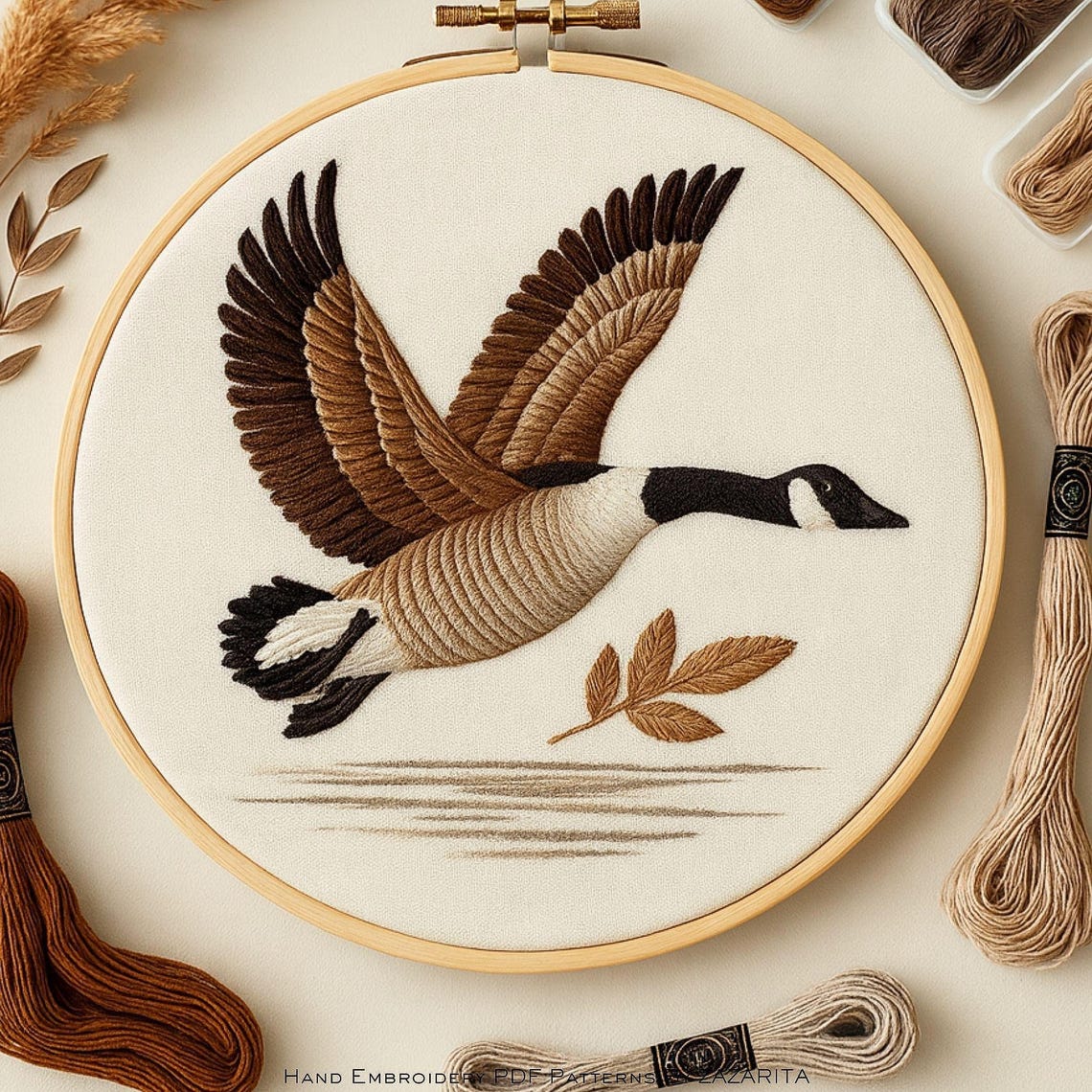 Flying Goose Hand Embroidery Pattern – Modern PDF Design With DMC Color ...