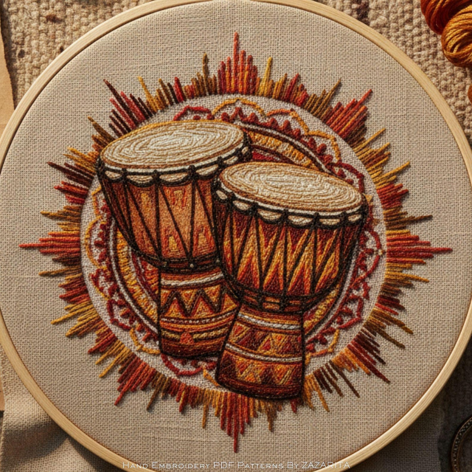Drum Hand Embroidery Pattern: Modern Hoop Art (PDF Download) - Etsy