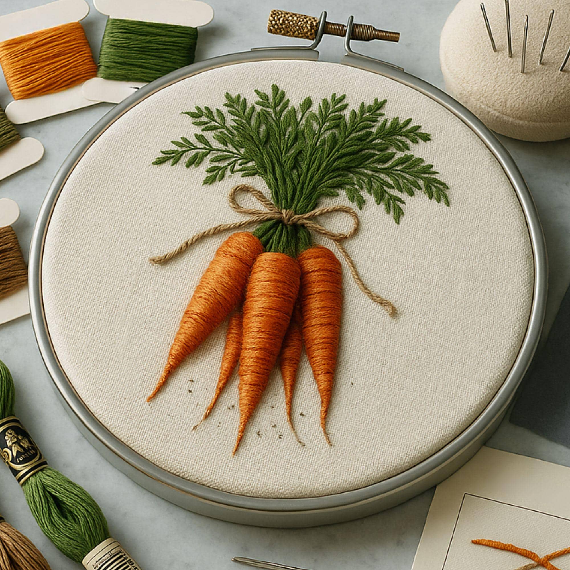 Carrot Bunch Embroidery Pattern – Botanical Vegetable Hand Embroidery ...