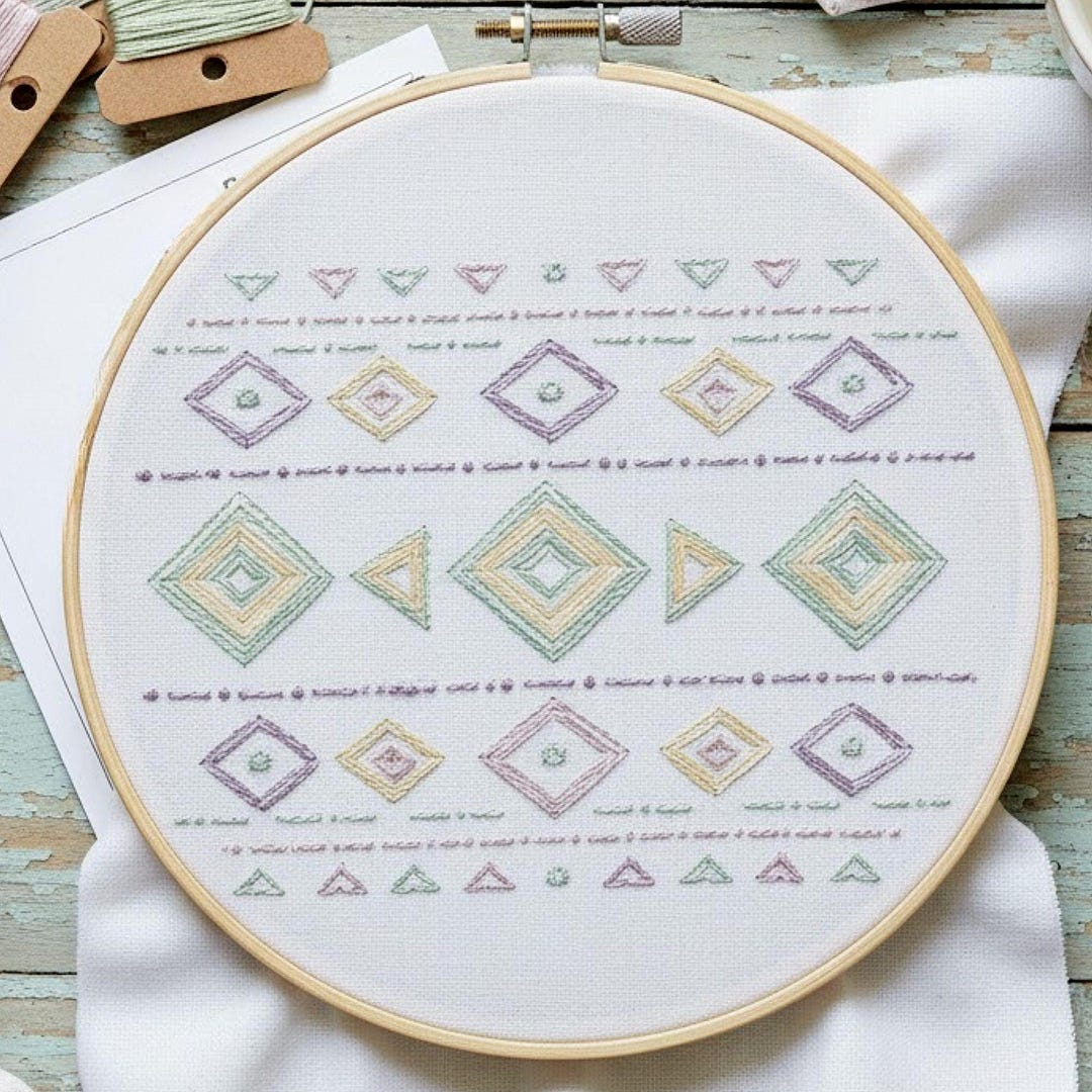 Minimal Geometric Hand Embroidery Sampler Pattern – Modern Hoop Art PDF ...