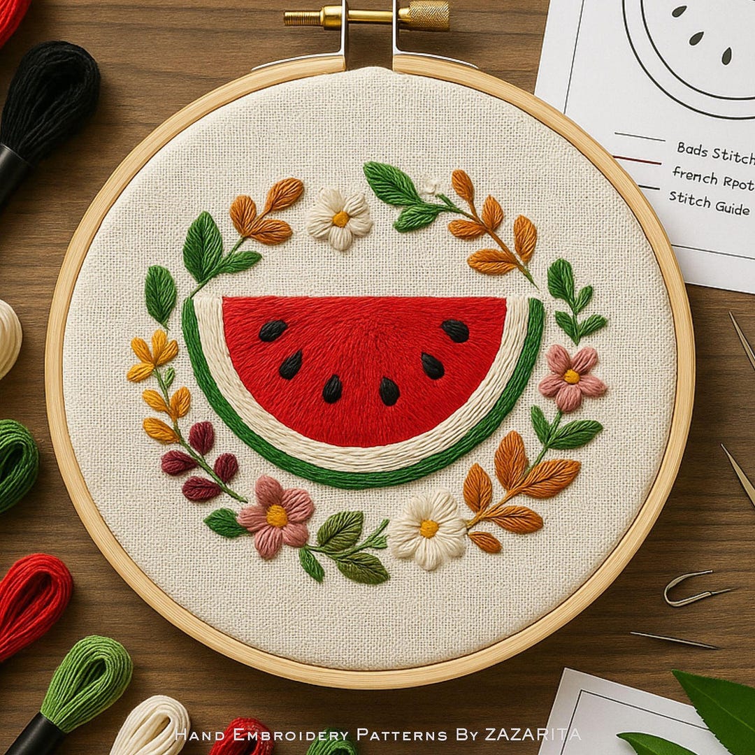 Watermelon Slice Embroidery Pattern – Juicy Summer Hand Embroidery PDF ...