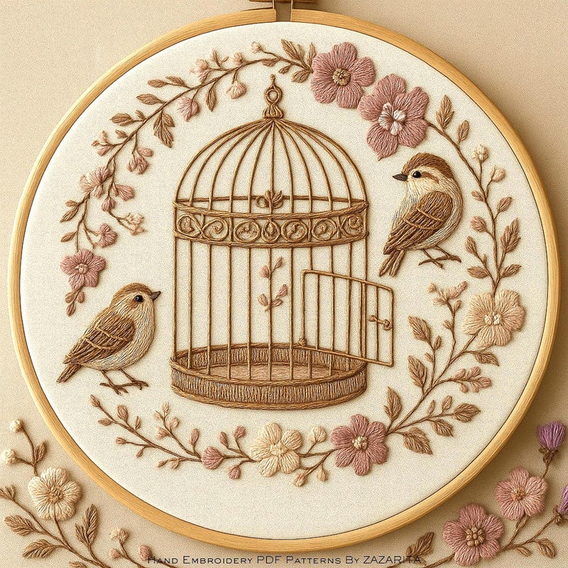 Birdcage Embroidery - Etsy