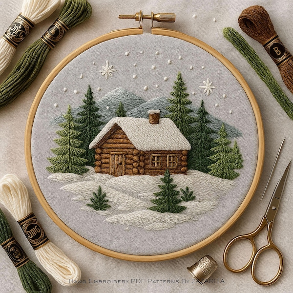 Cabin Embroidery - Etsy