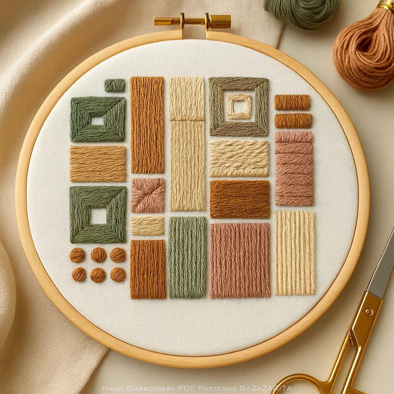 Modern Geometric Sampler Embroidery Pattern | Beginner PDF Patterns ...