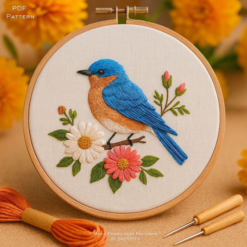 Bluebird Embroidery - Etsy