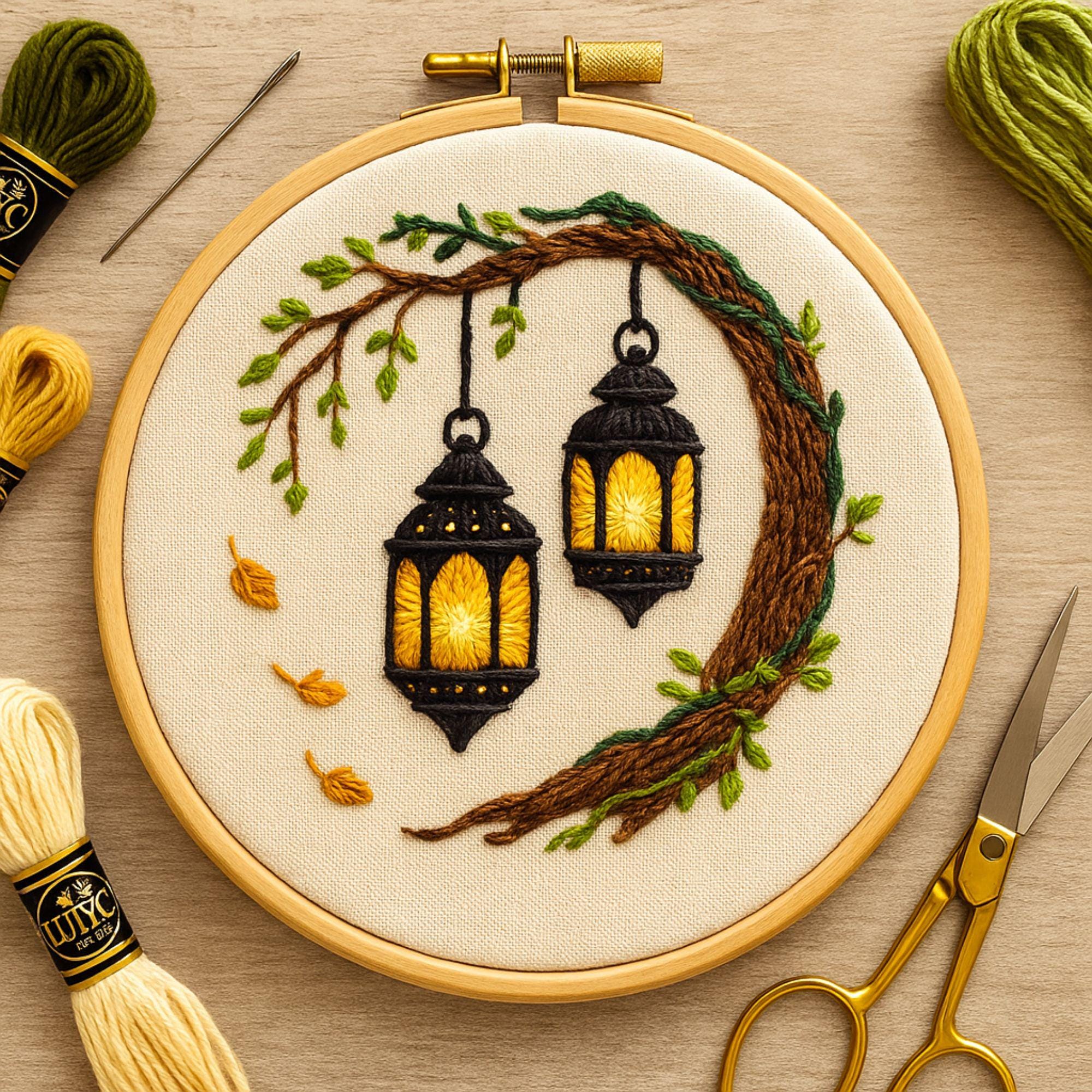 Lantern Forest Embroidery Pattern | Beginner Modern Hoop Art (PDF ...