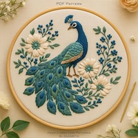 Peacock Embroidery Pattern PDF - Digital Download Template for Modern ...