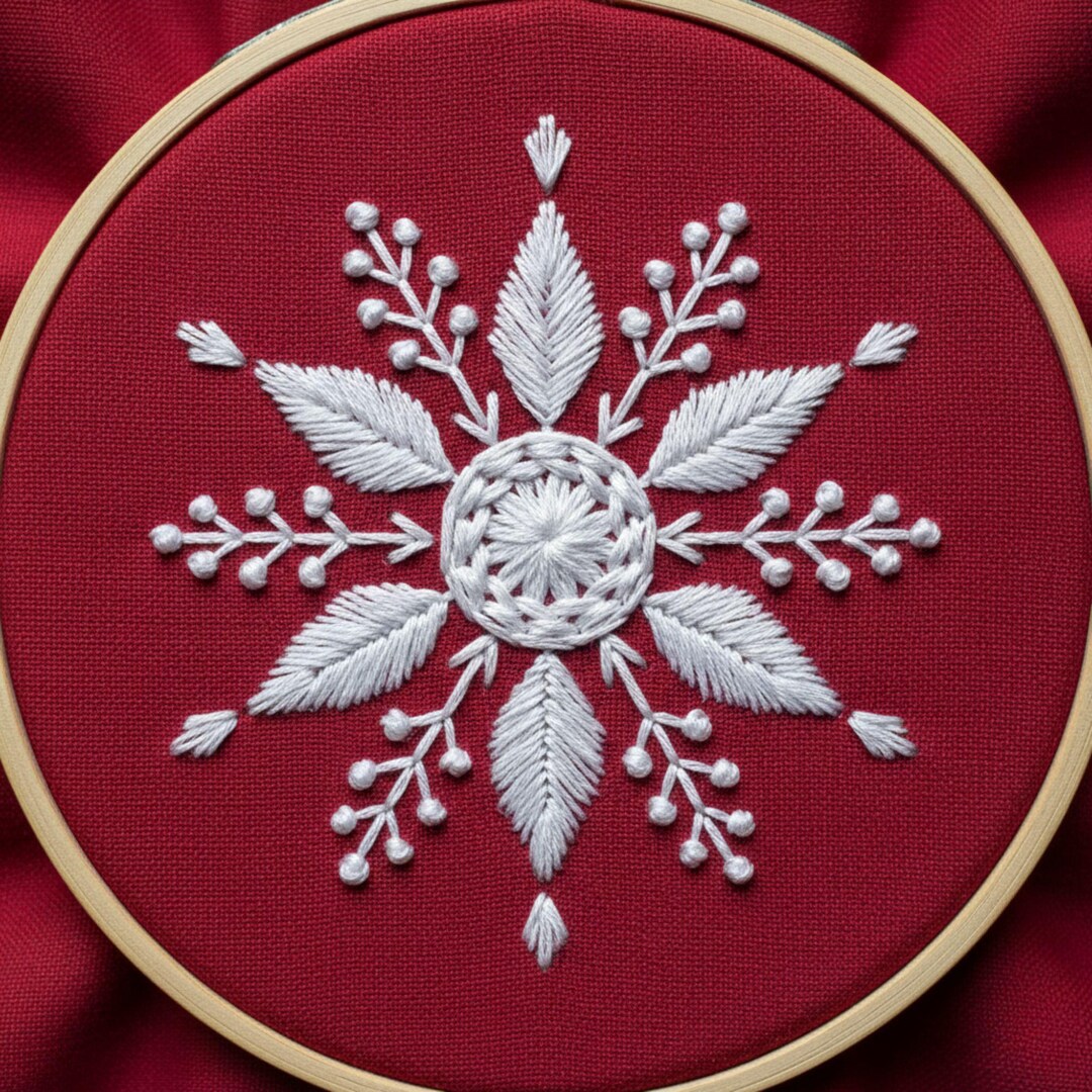 Snowflake Embroidery Pattern • Modern Winter Hand Embroidery PDF ...