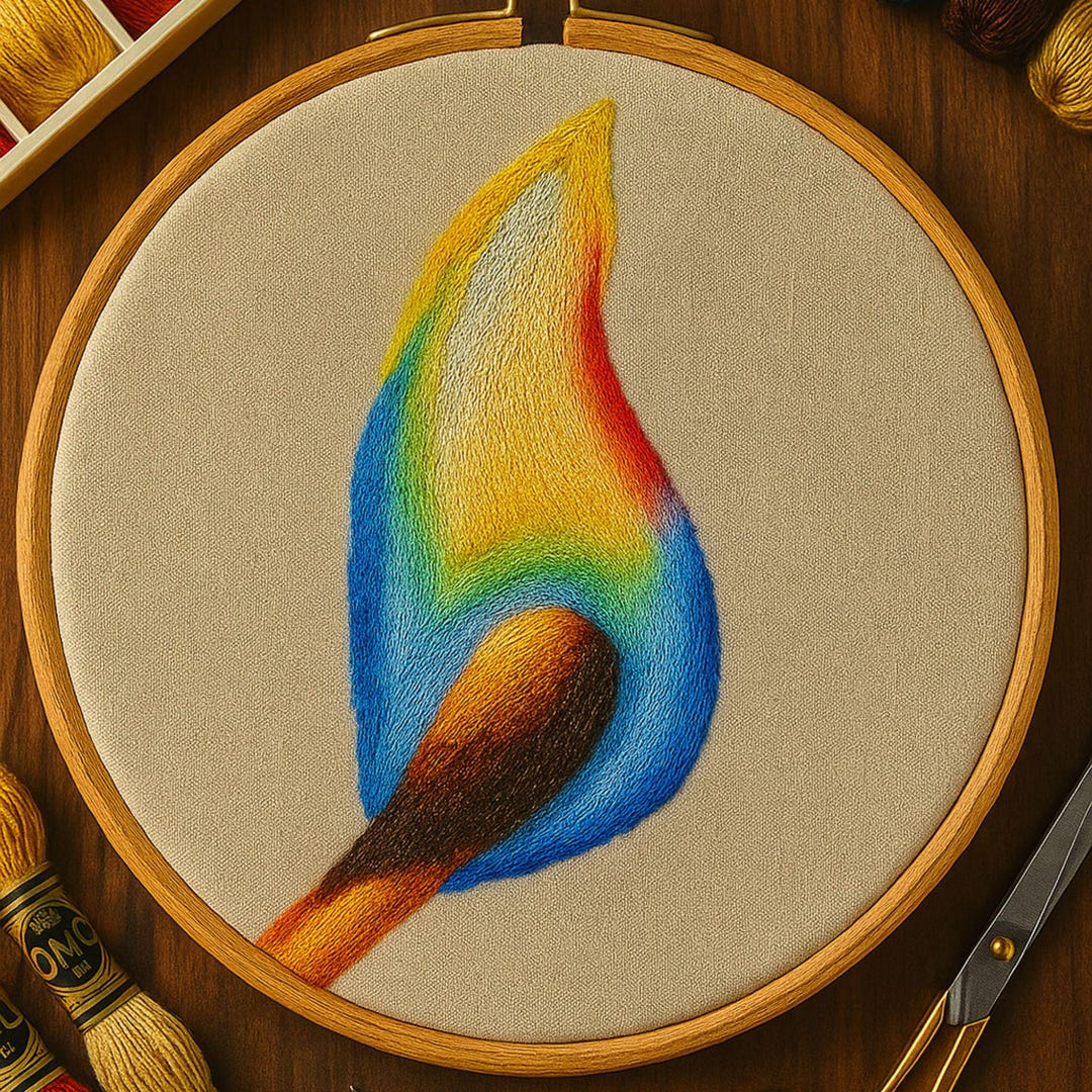 Colorful Flame Embroidery Pattern | Modern Fire Art Design | Beginner ...