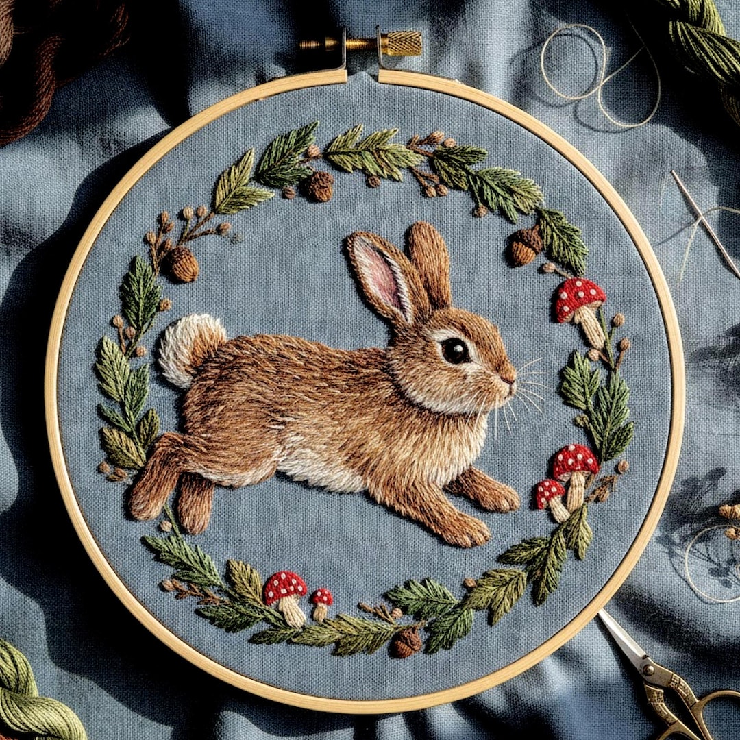 Woodland Bunny Embroidery Patterns | Hand Embroidery Hoop Art PDF ...