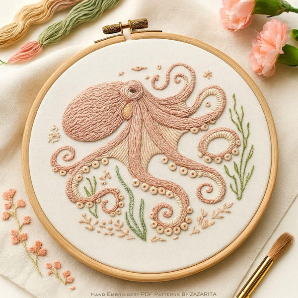Octopus Embroidery - Etsy