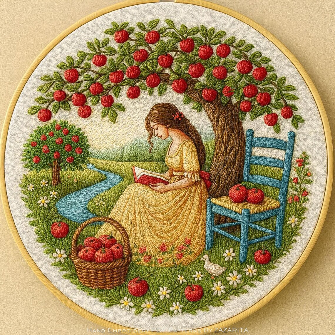 Romantic Apple Tree Embroidery Pattern: Modern Floral Design (PDF ...