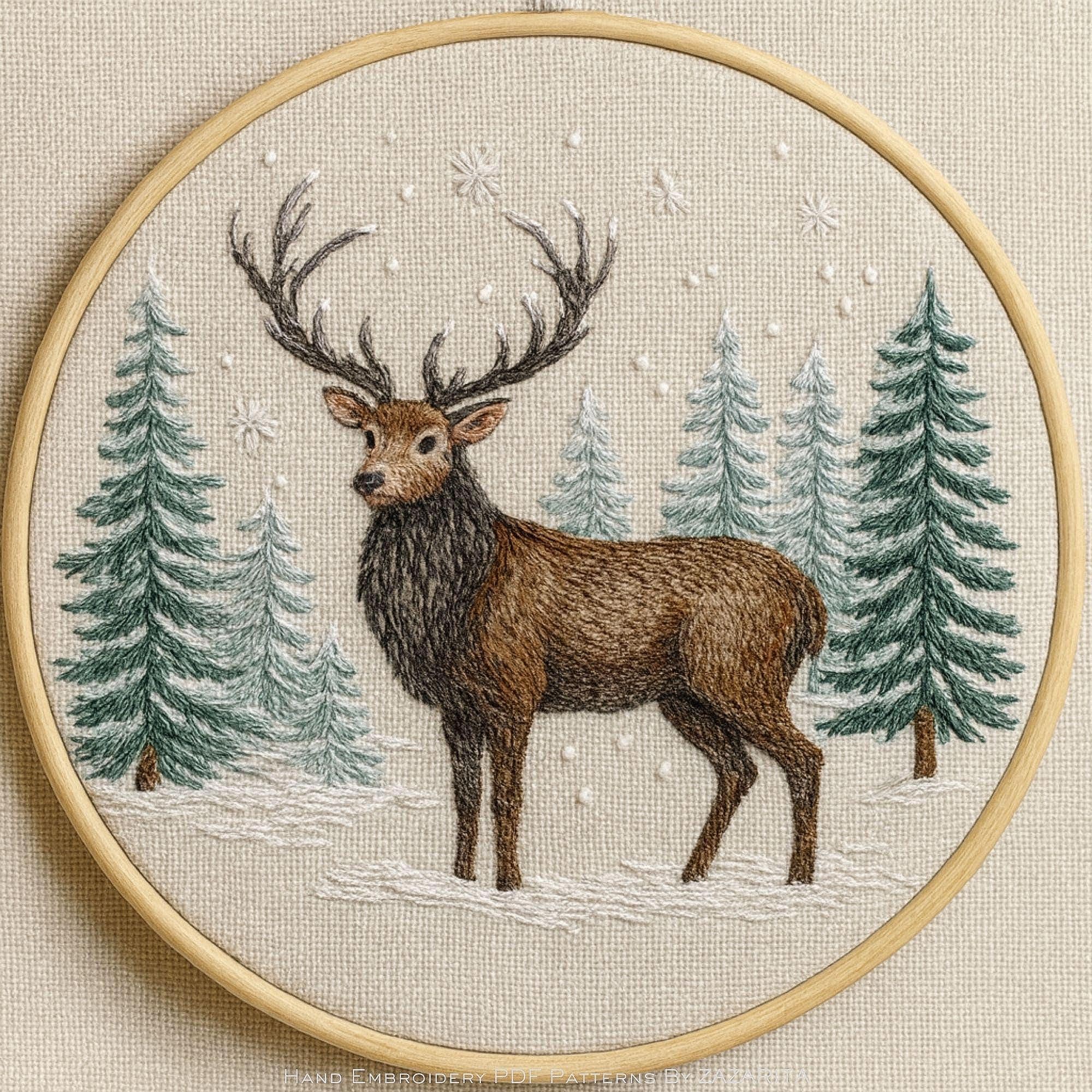 Winter Stag Hand Embroidery Pattern – PDF Digital Download With DMC ...