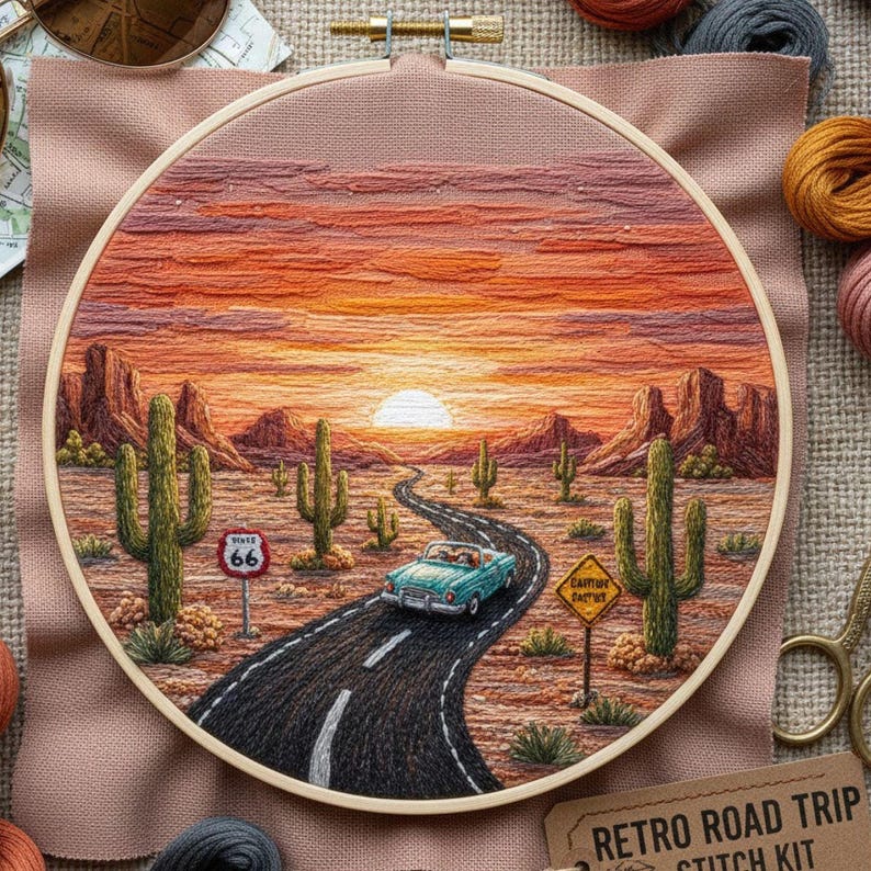 Retro Desert Road Trip Hand Embroidery Pattern – PDF - Etsy