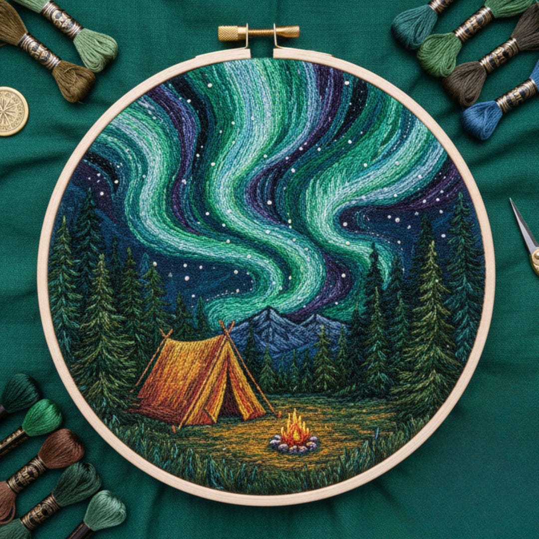 Aurora Campfire Embroidery Pattern | Modern Hand Embroidery PDF ...