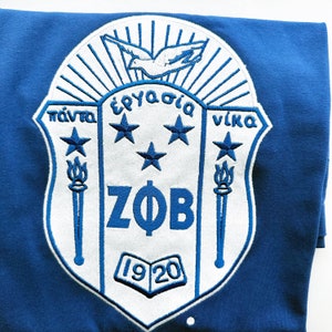 Z Phi B Embroidered Shield | Zeta Phi Beta| Glitter Embroidered | Royal ...