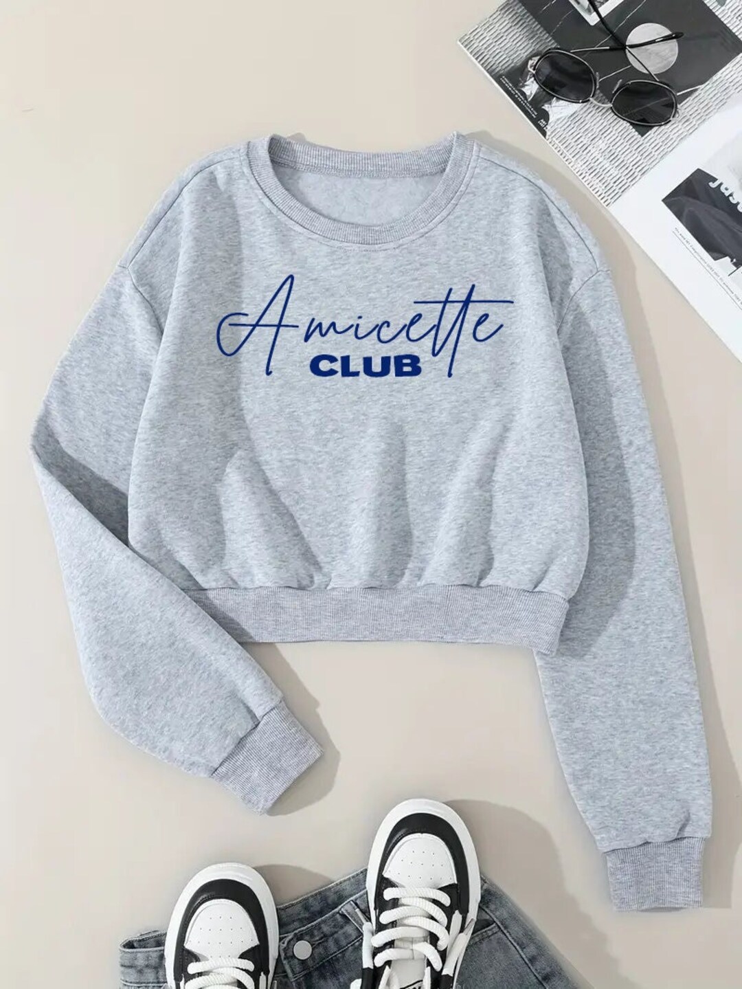 LIMITED EDITION Amicette/archonette Club Embroidered Crop Sweatshirt ...