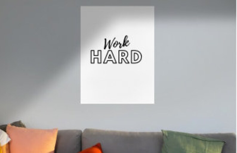 Work Hard, Printable Poster, Download and Print, Office Decor ...