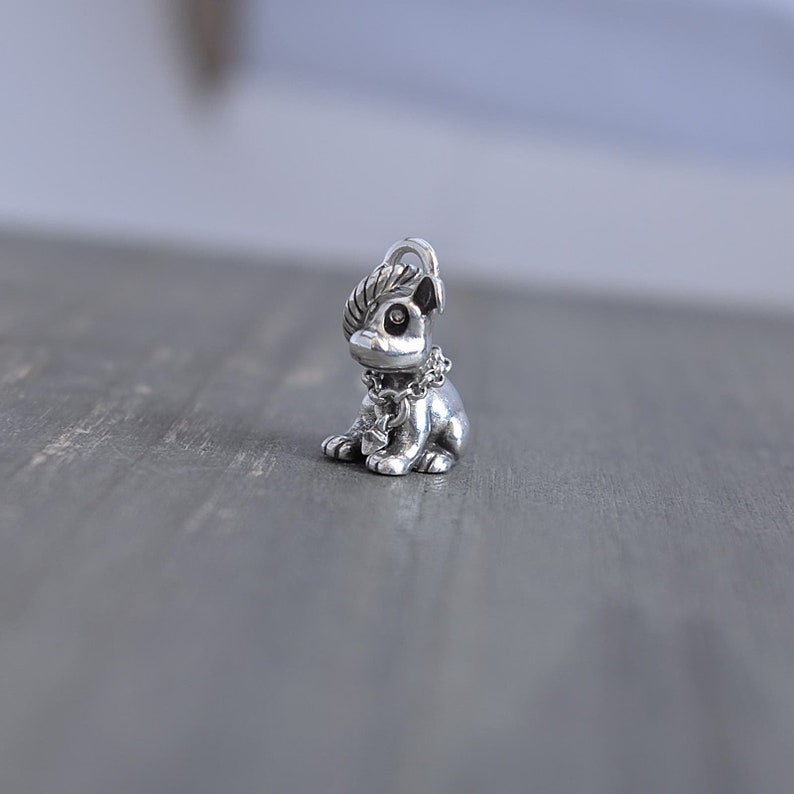 Brighton ARCHIE ABC Dog Charm Silver Plated Chain Collar Crystal Eyes ...