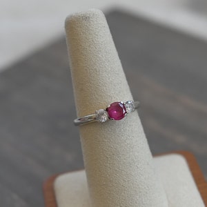 Stauer Pink Ruby Gemstone Ring Sterling Silver Vintage Clear Crystals ...