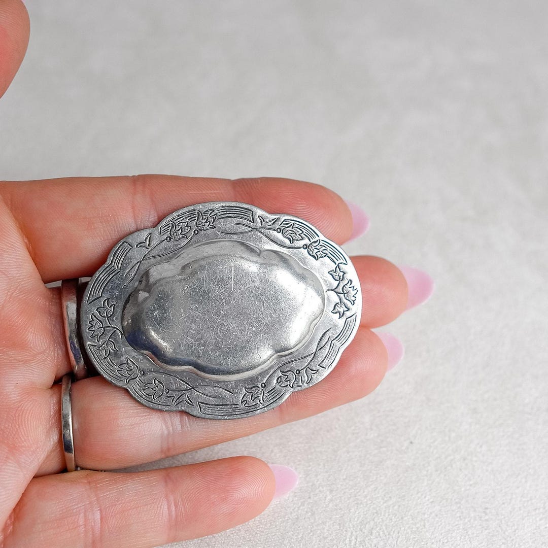Kirk Stieff Vintage Pewter Oval Brooch Silver Tone Gift - Etsy