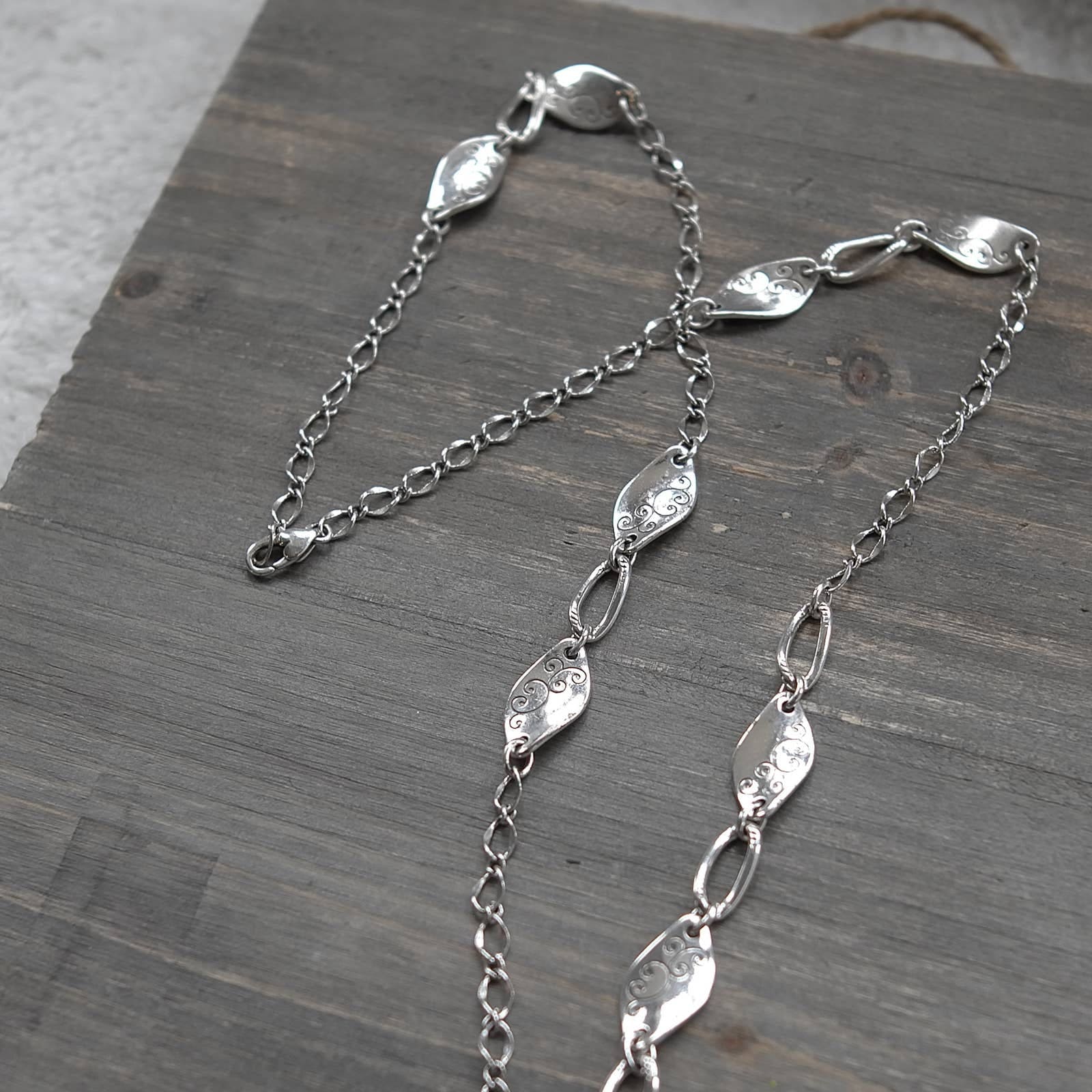 Brighton Twirl Twisted Links Chain Necklace Silver Plated 28 Retired ...