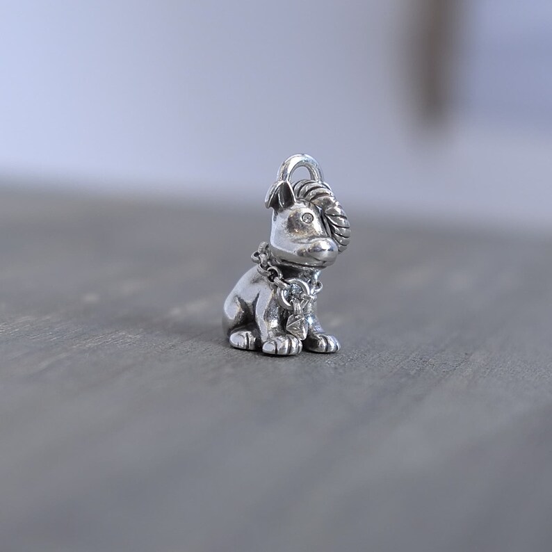 Brighton ARCHIE ABC Dog Charm Silver Plated Chain Collar Crystal Eyes ...