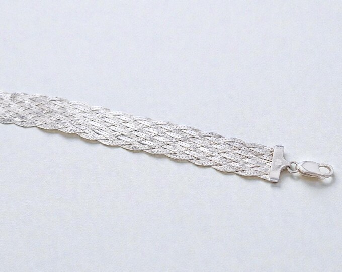 Vintage Italian 925 Silver Braided Chain Bracelet Italy Marked Quality ...