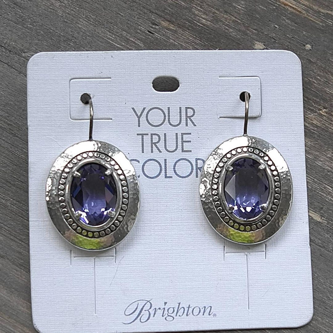 Brighton Grateful Your True Color Earrings Purple Stones Hammered NWT ...