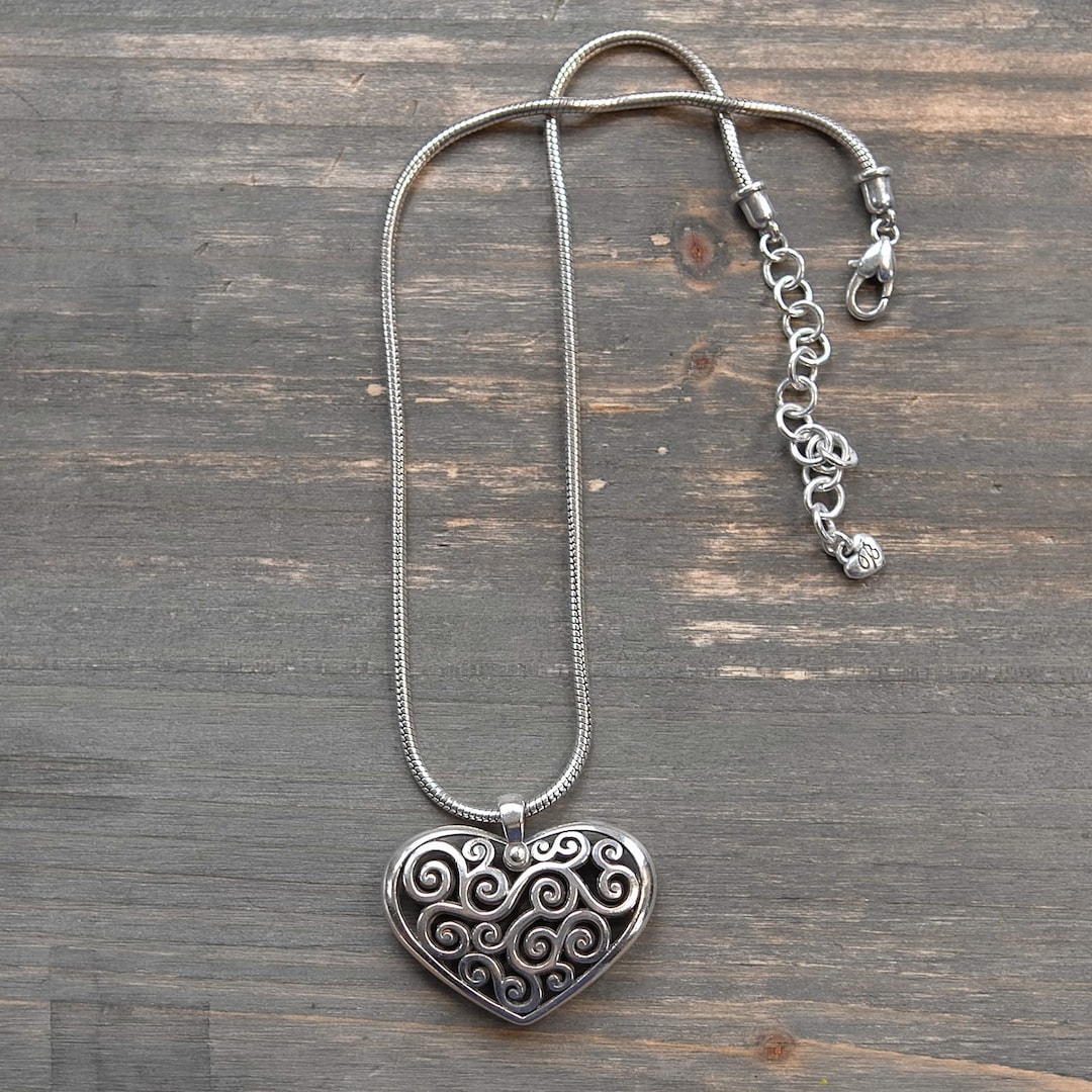 Brighton Heart Pendant Necklace Filigree Scrolled Silver Plated 16-18 - Etsy