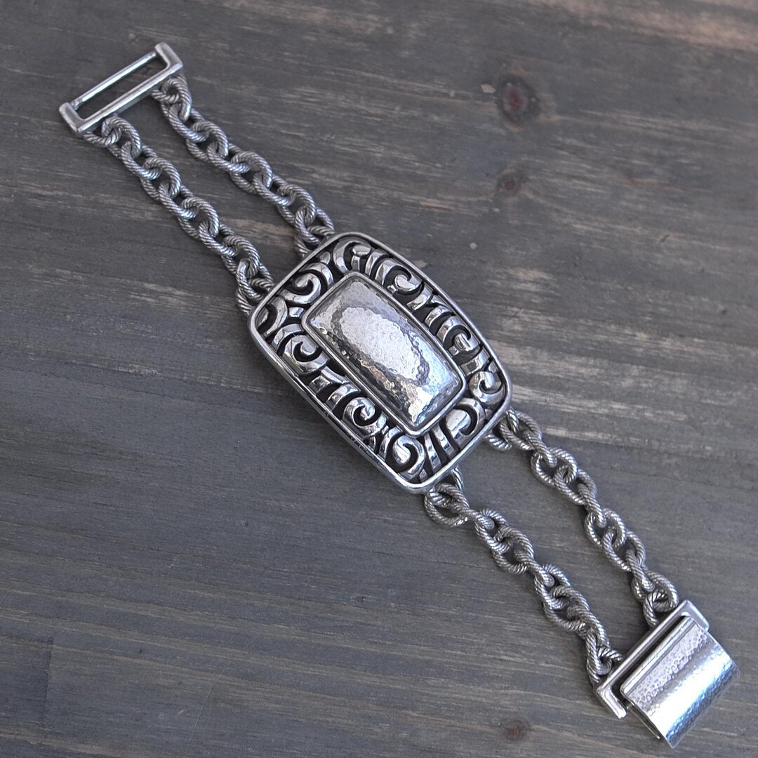 Brighton BARBADOS Two Strand Chain Bracelet Hammered Retired Design 6.5 ...