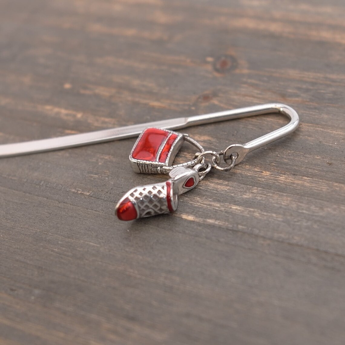 Brighton Hook Bookmark 5.5" Shoe and Purse Charms Red Enamel Vintage - Etsy