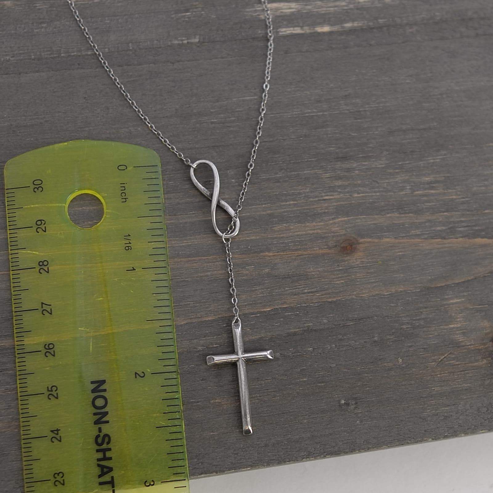 Sterling Silver Infinity Symbol Cross Lariat Chain Necklace 3.9g Marked ...