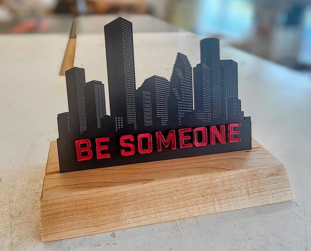 Houston Be Someone Skyline - Desktop Updated Red - Etsy