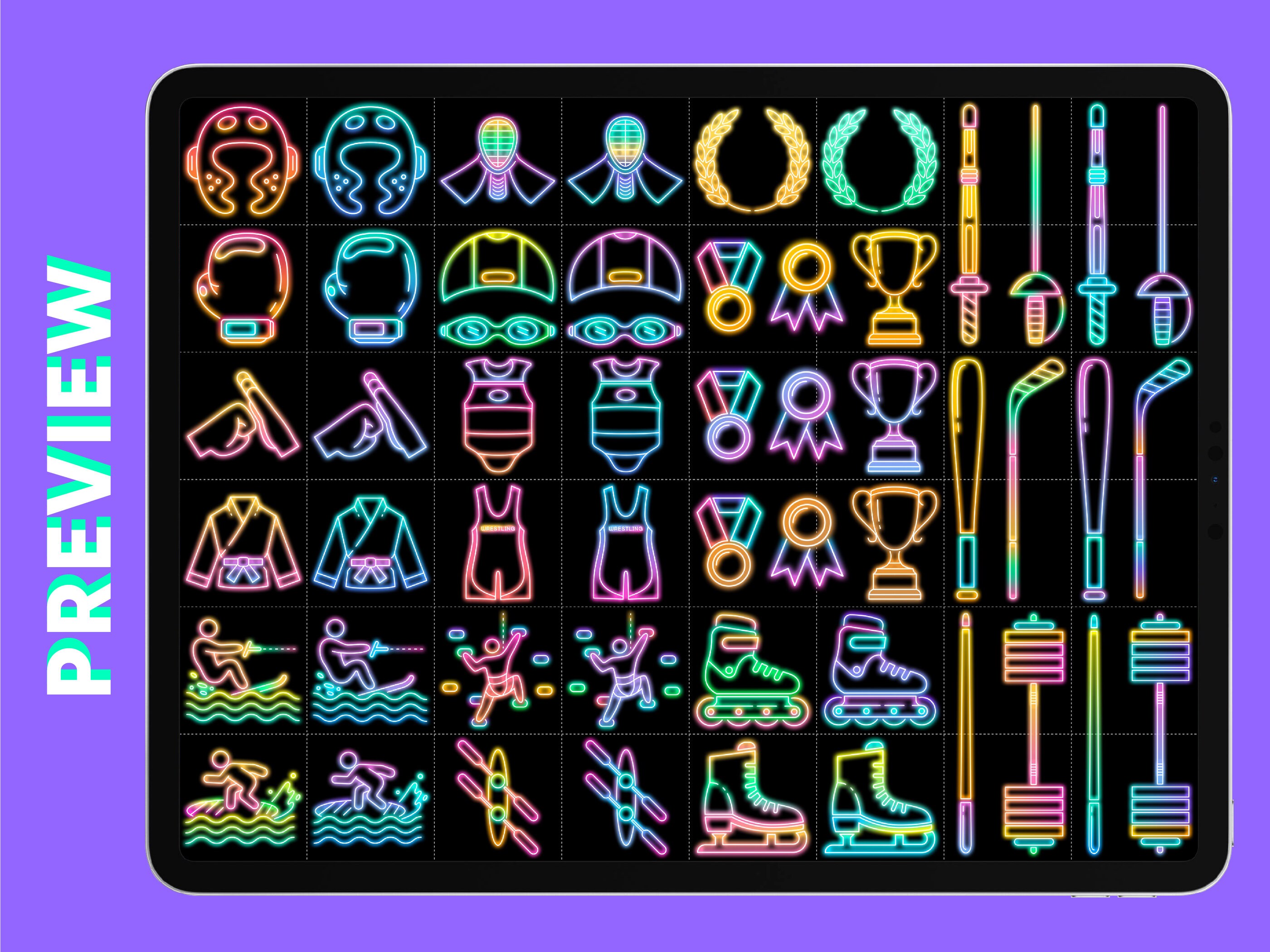 SPORTS Neon Sign Sticker Digital Goodnotes Book Planner - Etsy