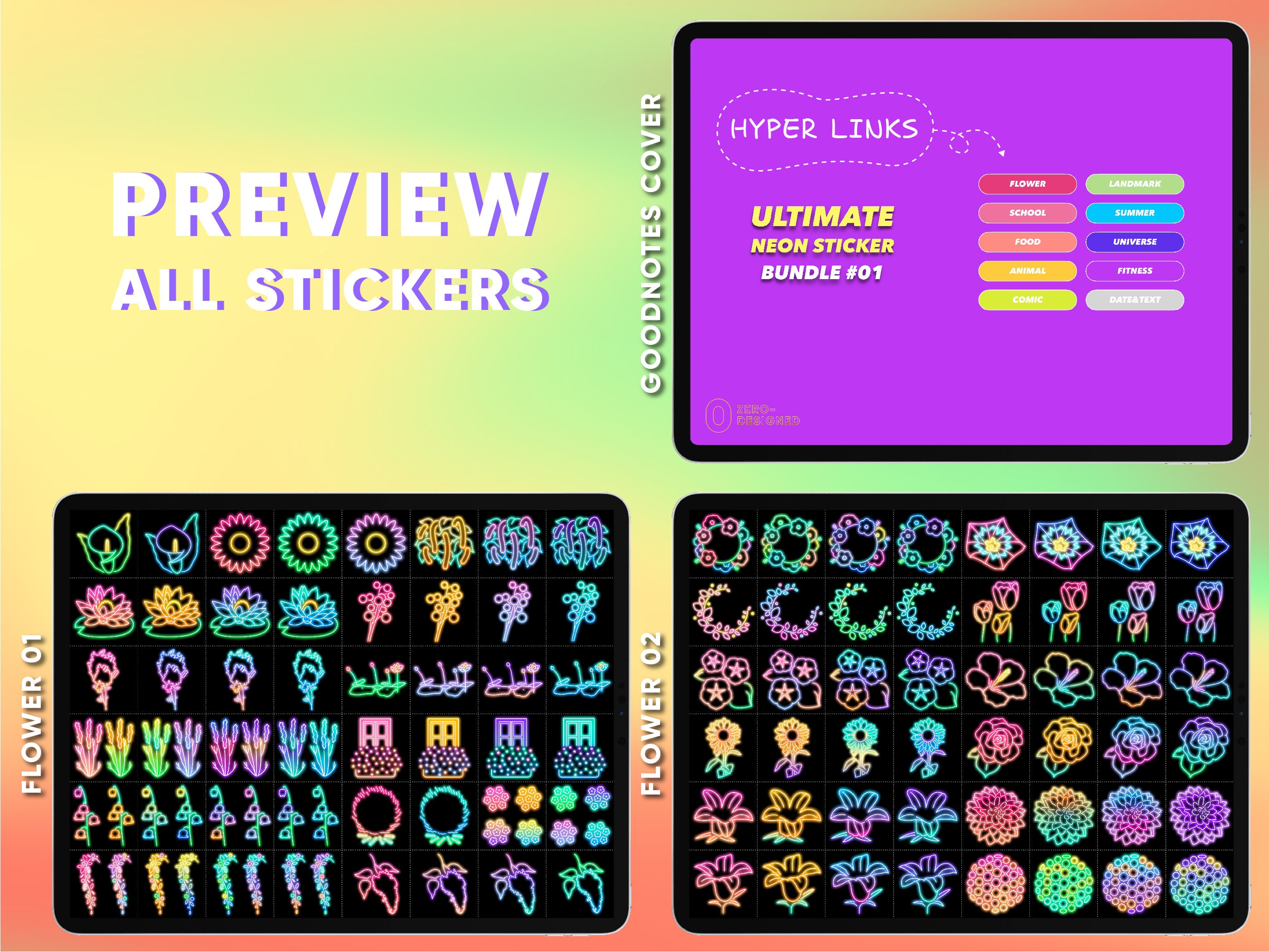 01 ULTIMATE Neon Sign Sticker Bundle Digital Goodnotes Book - Etsy