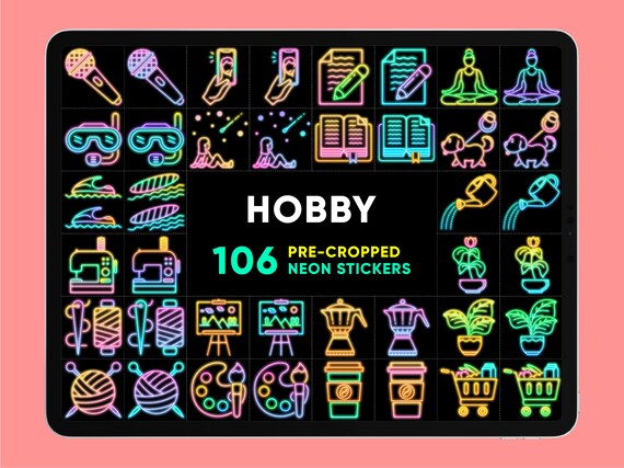 HOBBY Neon Sign Sticker Digital GoodNotes Book Planner - Etsy France