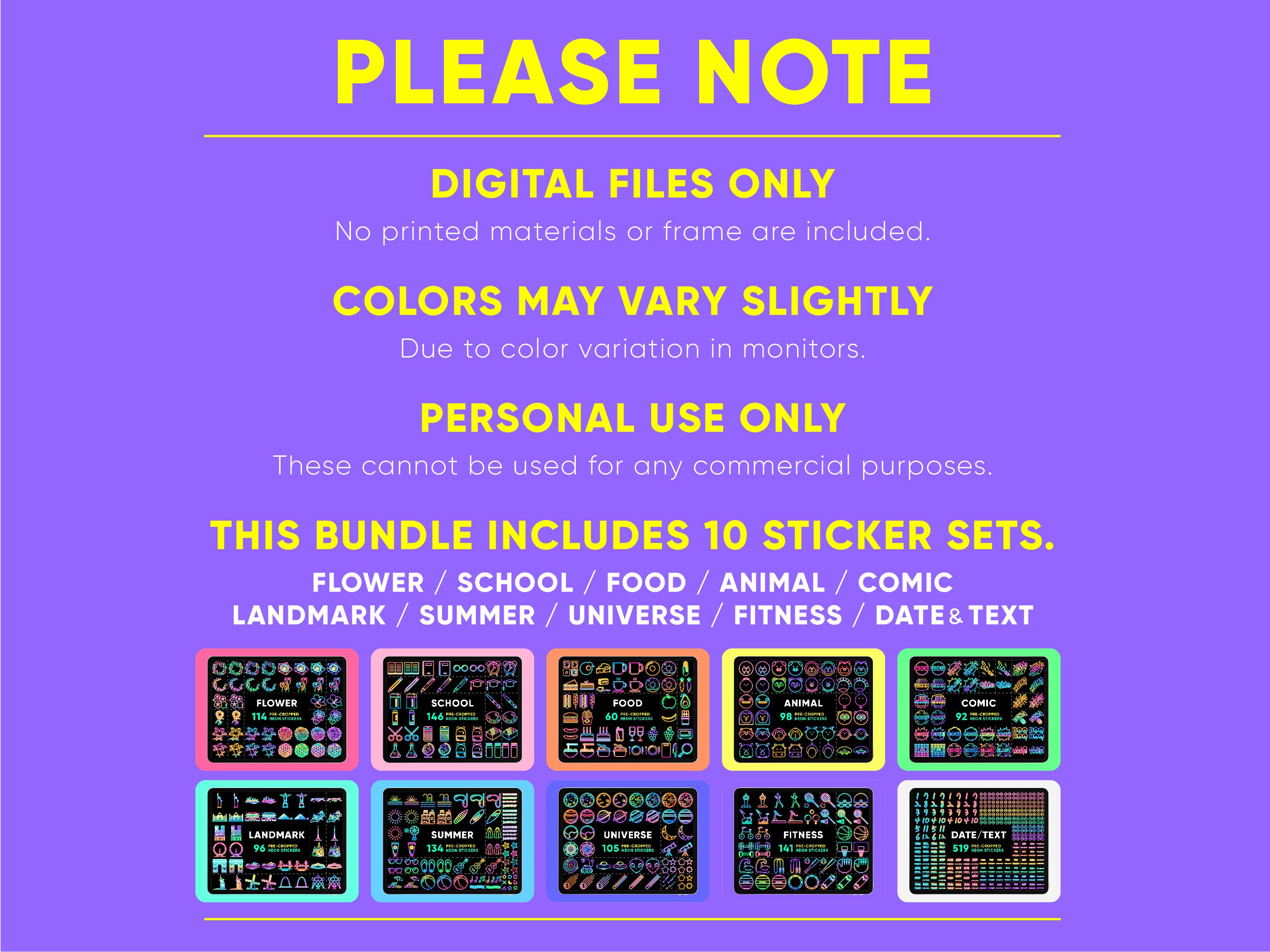 01 ULTIMATE Neon Sign Sticker Bundle Digital Goodnotes Book - Etsy
