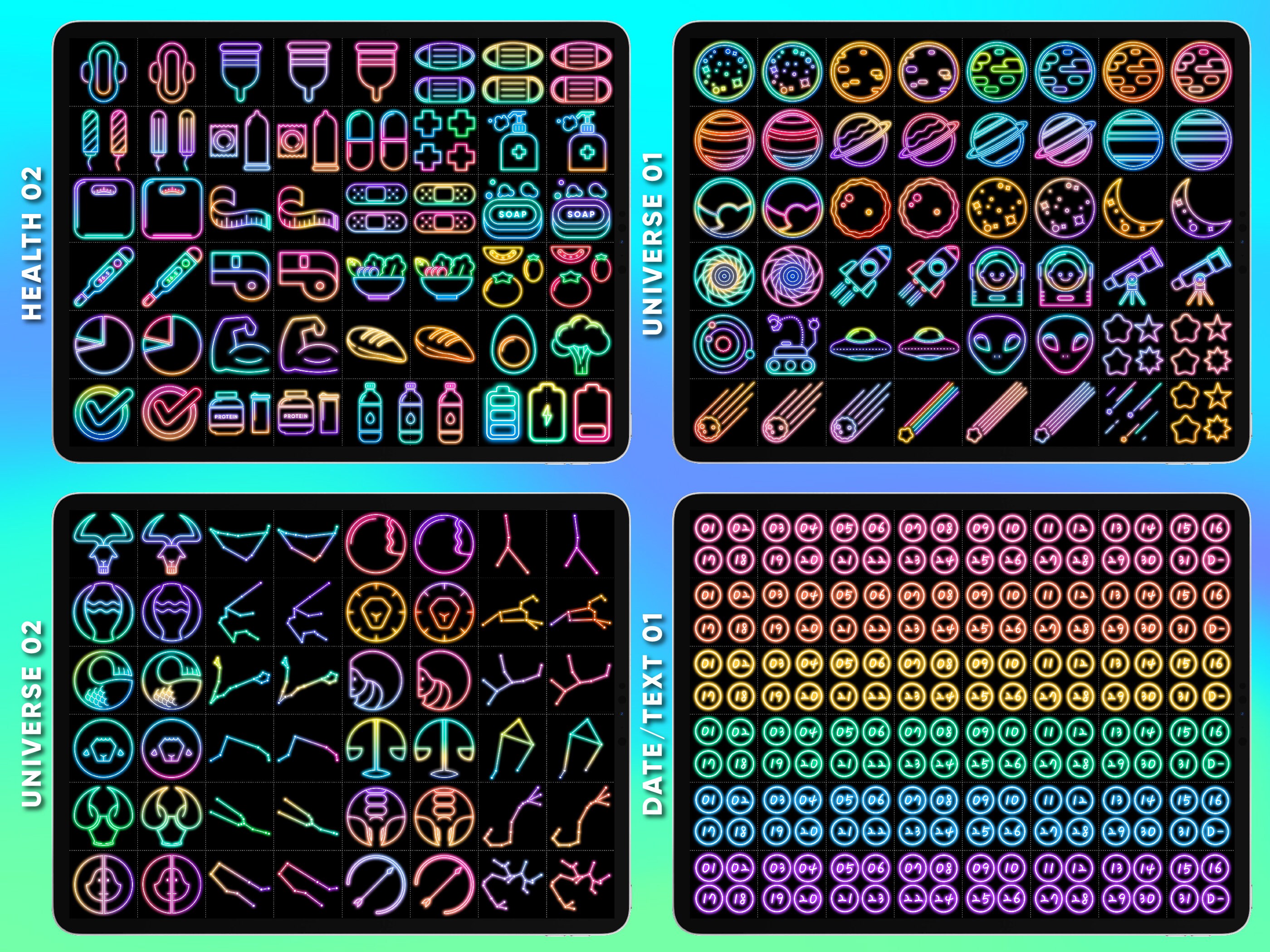 01 ULTIMATE Neon Sign Sticker Bundle Digital Goodnotes Book - Etsy