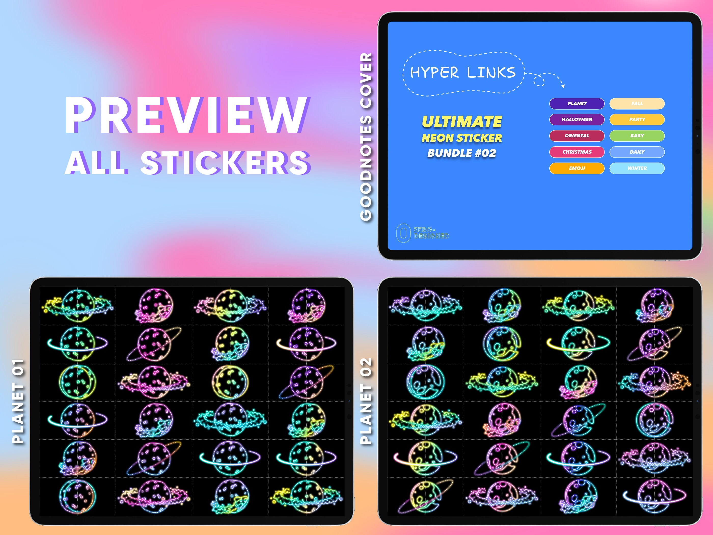 02 ULTIMATE Neon Sign Sticker Bundle, Digital Goodnotes Book, Mega ...